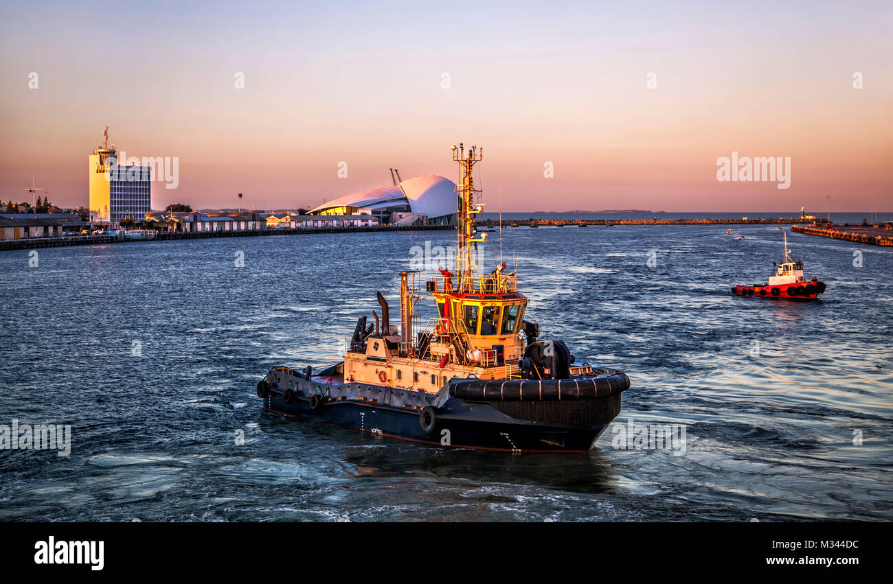 Pilot boat, Fremantle Harbor, Western Australia, Australia Stock Photo ...