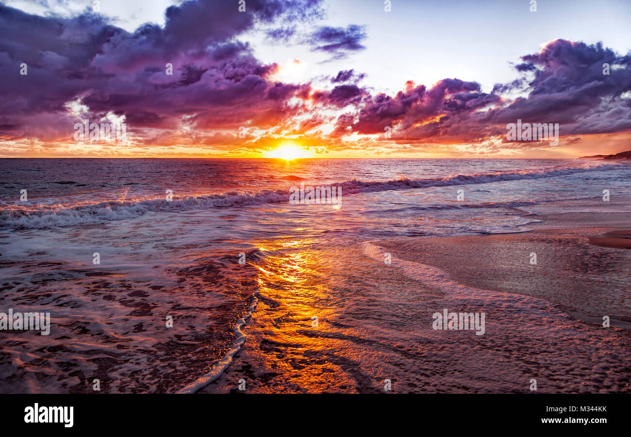 Sunset over Brighton beach, Perth, Western Australia, Australia Stock ...