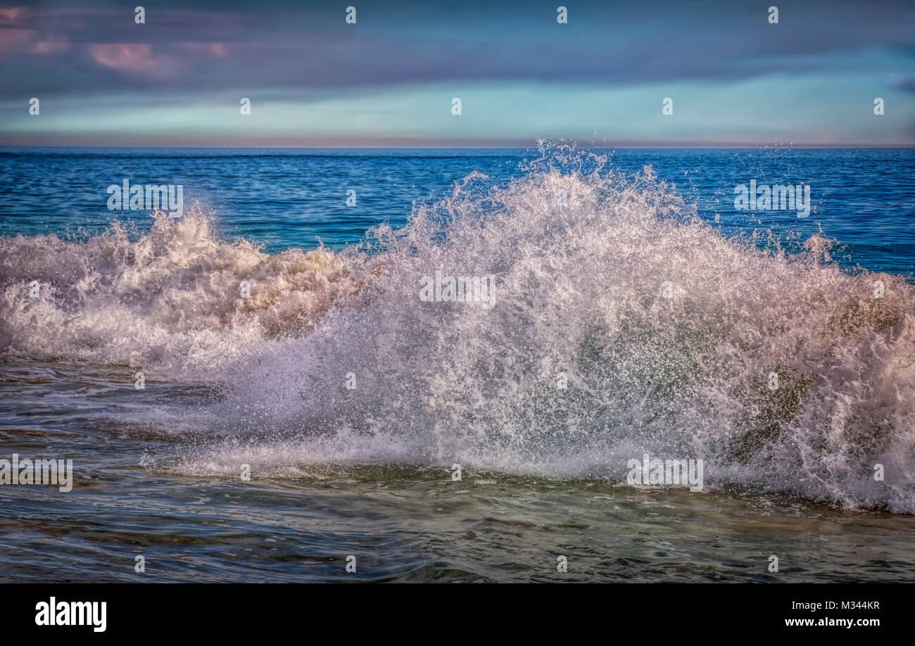 Waves crashing on beach, Perth, Western Australia, Australia Stock ...