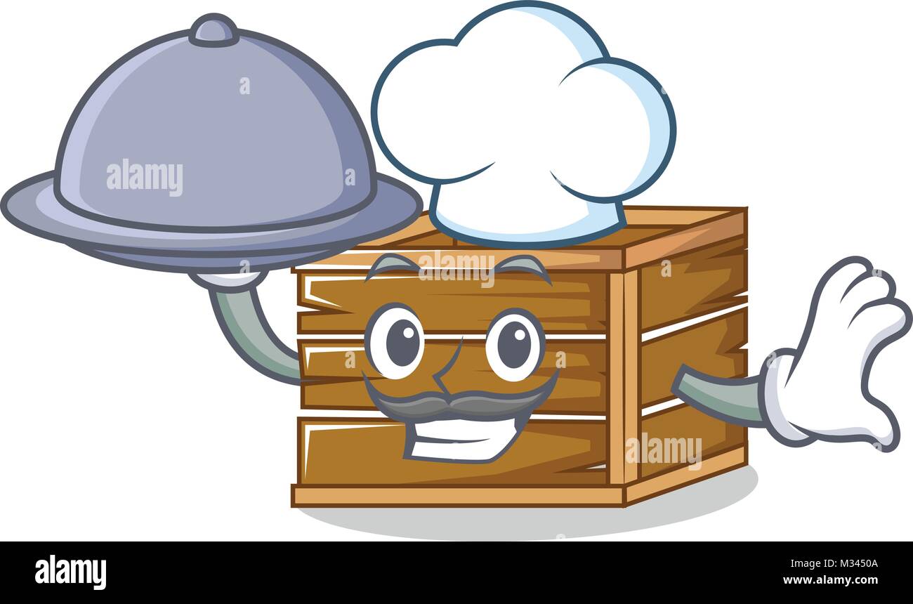 Chef with food crate mascot cartoon style Stock Vector Image & Art - Alamy