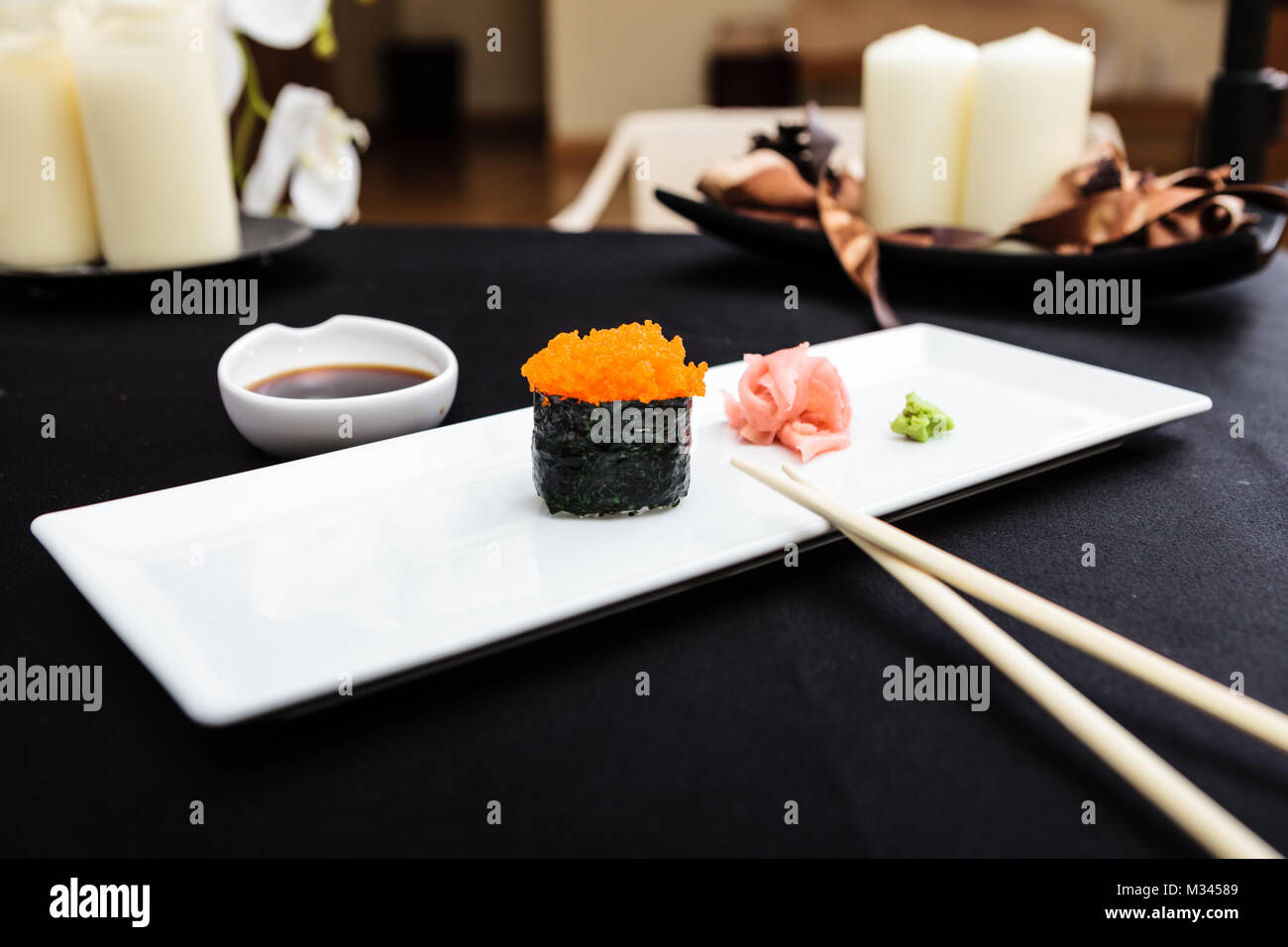 Flying fish roe masago served on a plate Stock Photo - Alamy