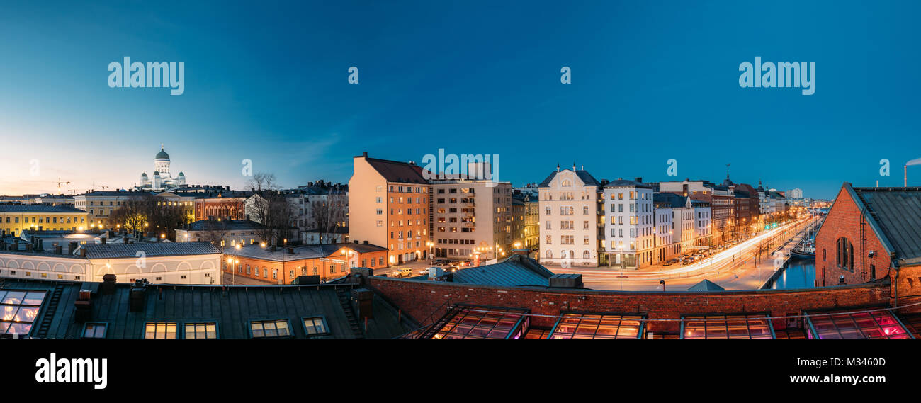 Helsinki, Finland. Panoramic View Of Helsinki Cathedral, Pohjoisranta ...