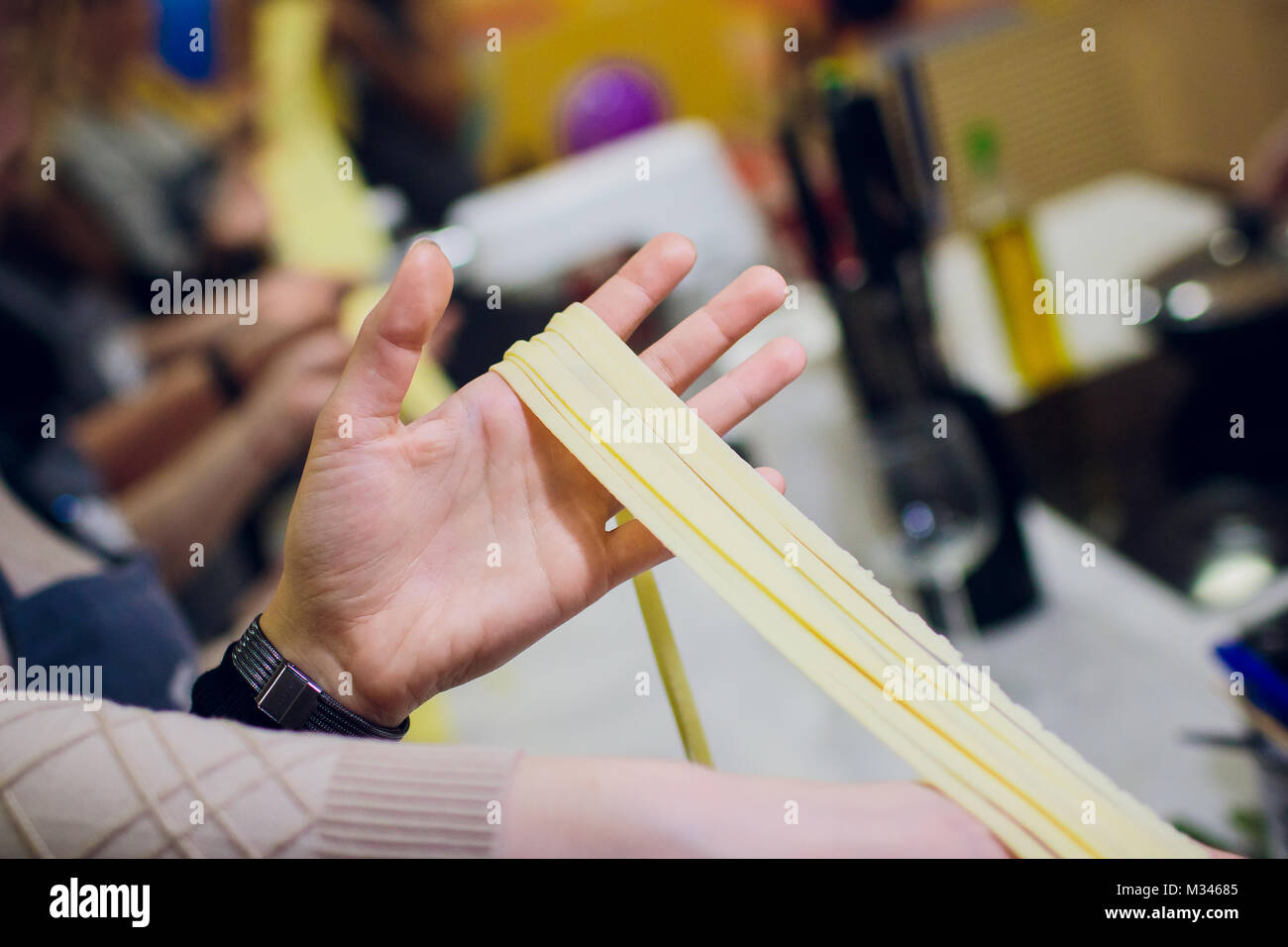 Making Handmade Noodles food hand home raw Stock Photo - Alamy
