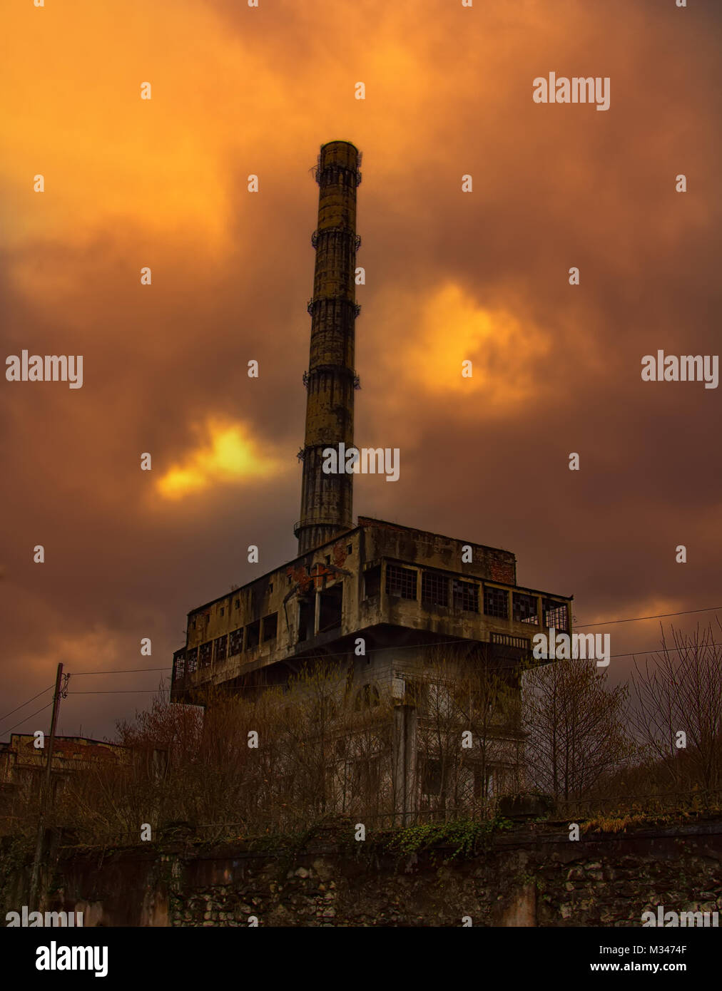 Abandoned Soviet-built factory in mountains. Economic crisis ...