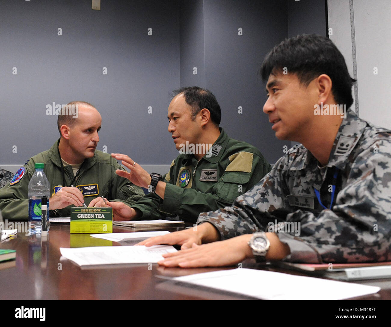 Members from the U.S. Air Force, U.S. Army and Japan Air Self Defense Force discuss Yama Sakura ...