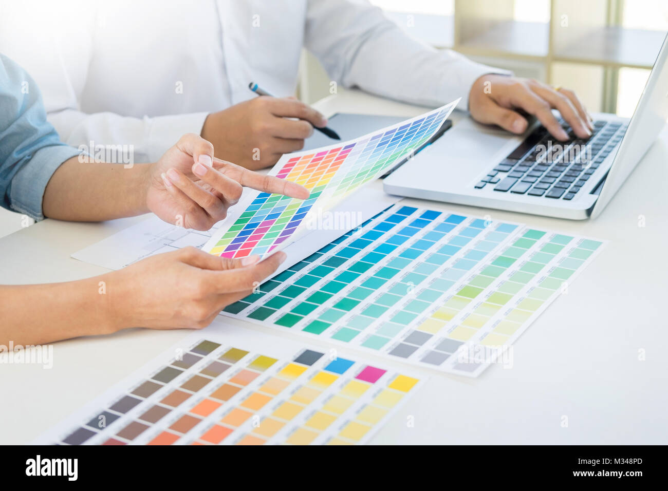 Graphic design partners working together renovation and technology ...