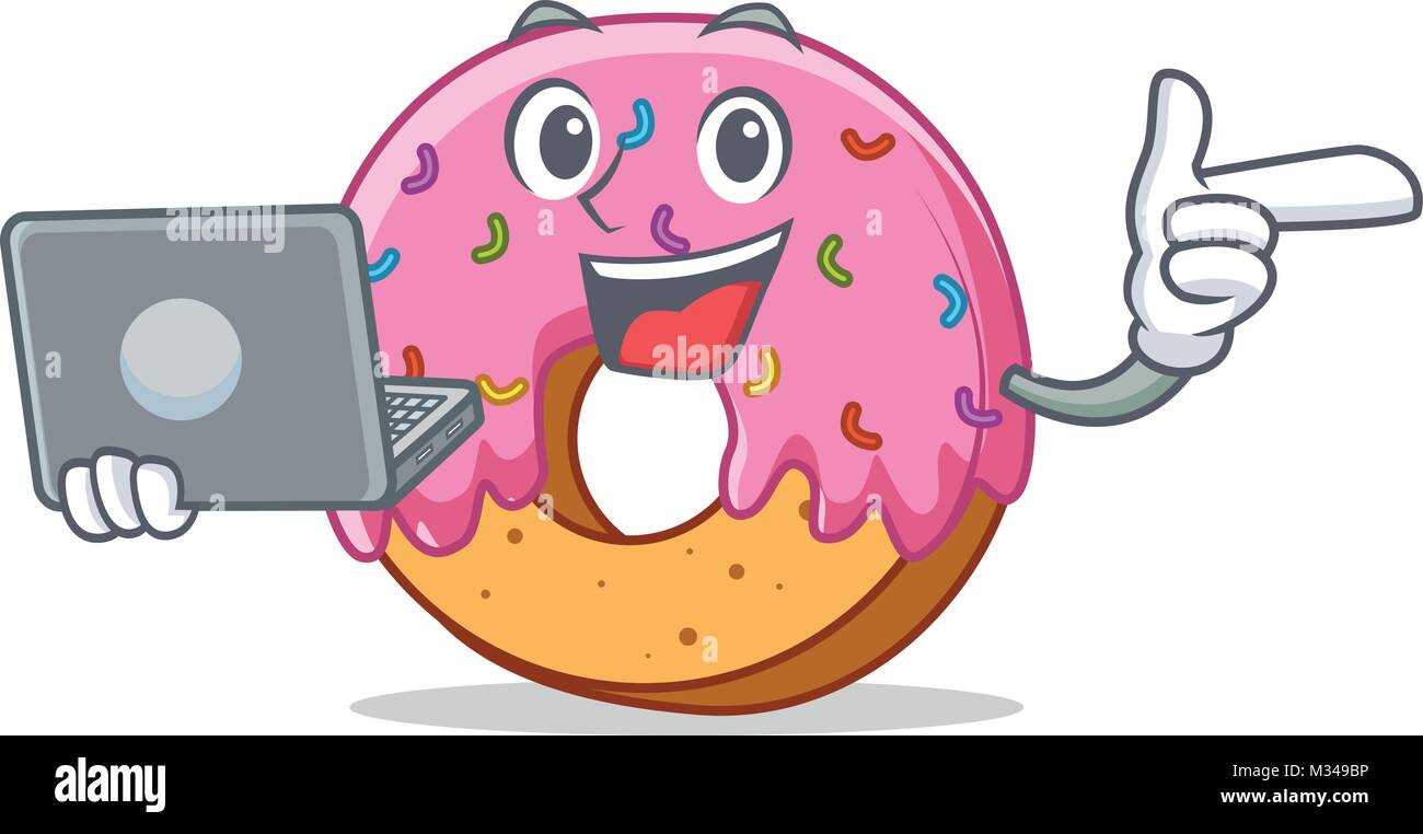 With laptop Donut character cartoon style Stock Vector Image & Art - Alamy