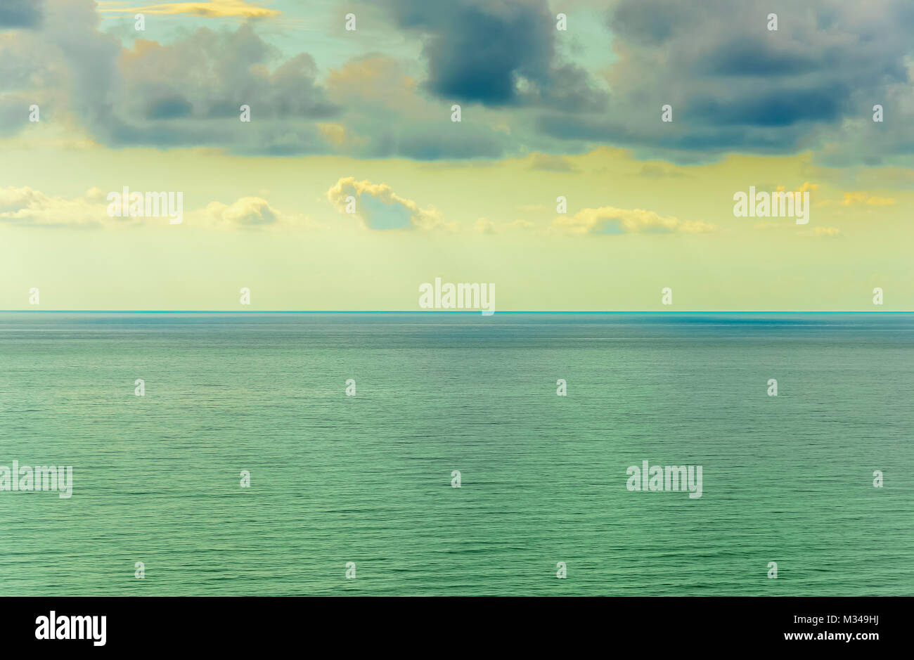 Aqua Sunrise Waterscape. A calming and tranquil minimalist seascape ...