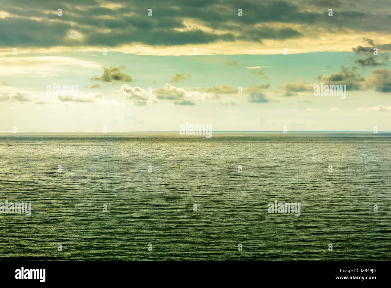 Aqua Sunrise Waterscape. A calming and tranquil minimalist seascape ...