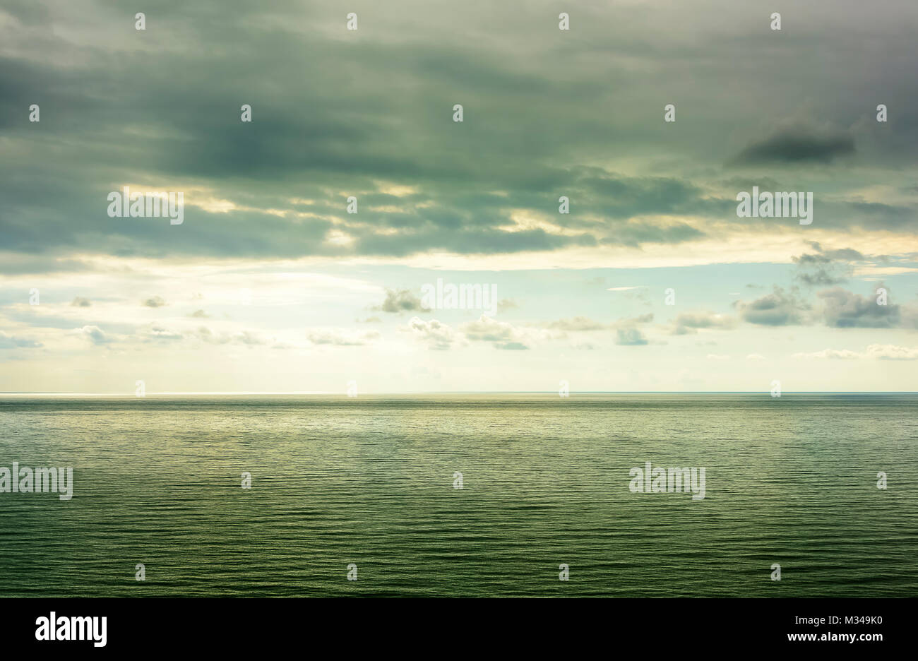 Aqua Sunrise Waterscape. A calming and tranquil minimalist seascape ...