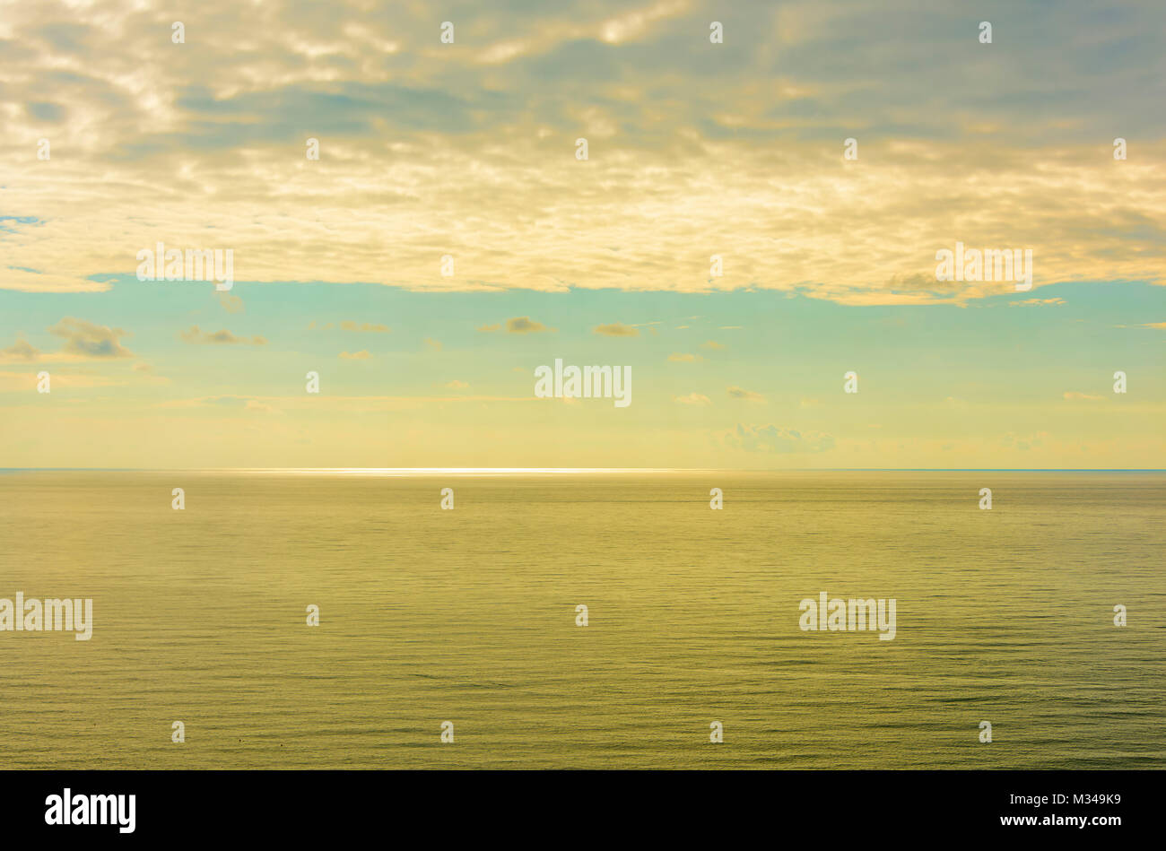 Aqua Sunrise Waterscape. A calming and tranquil minimalist seascape ...