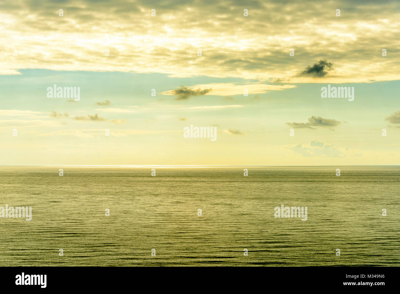 Aqua Sunrise Waterscape. A calming and tranquil minimalist seascape ...