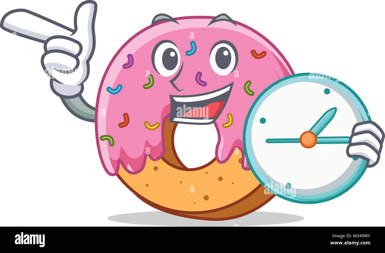 With clock Donut character cartoon style Stock Vector Image & Art - Alamy