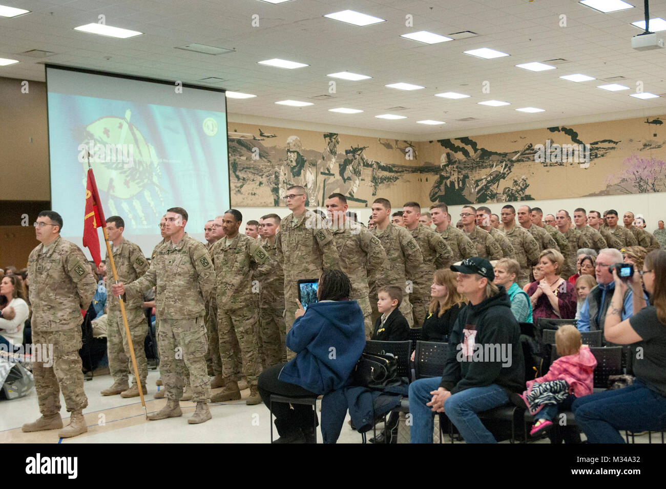Members of Battery B, 1st Battalion, 158th Field Artillery returned ...