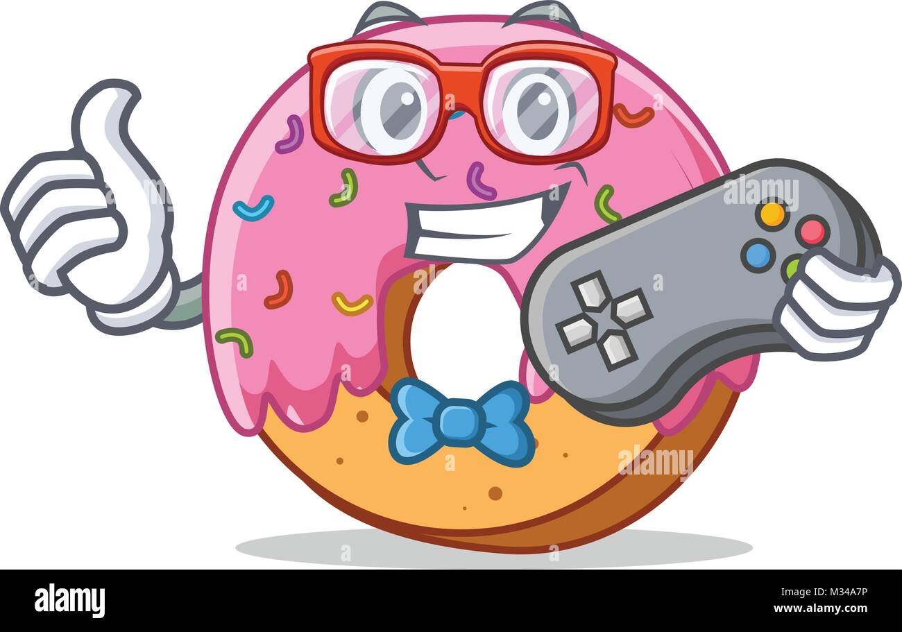 Gamer Donut mascot cartoon style Stock Vector Image & Art - Alamy