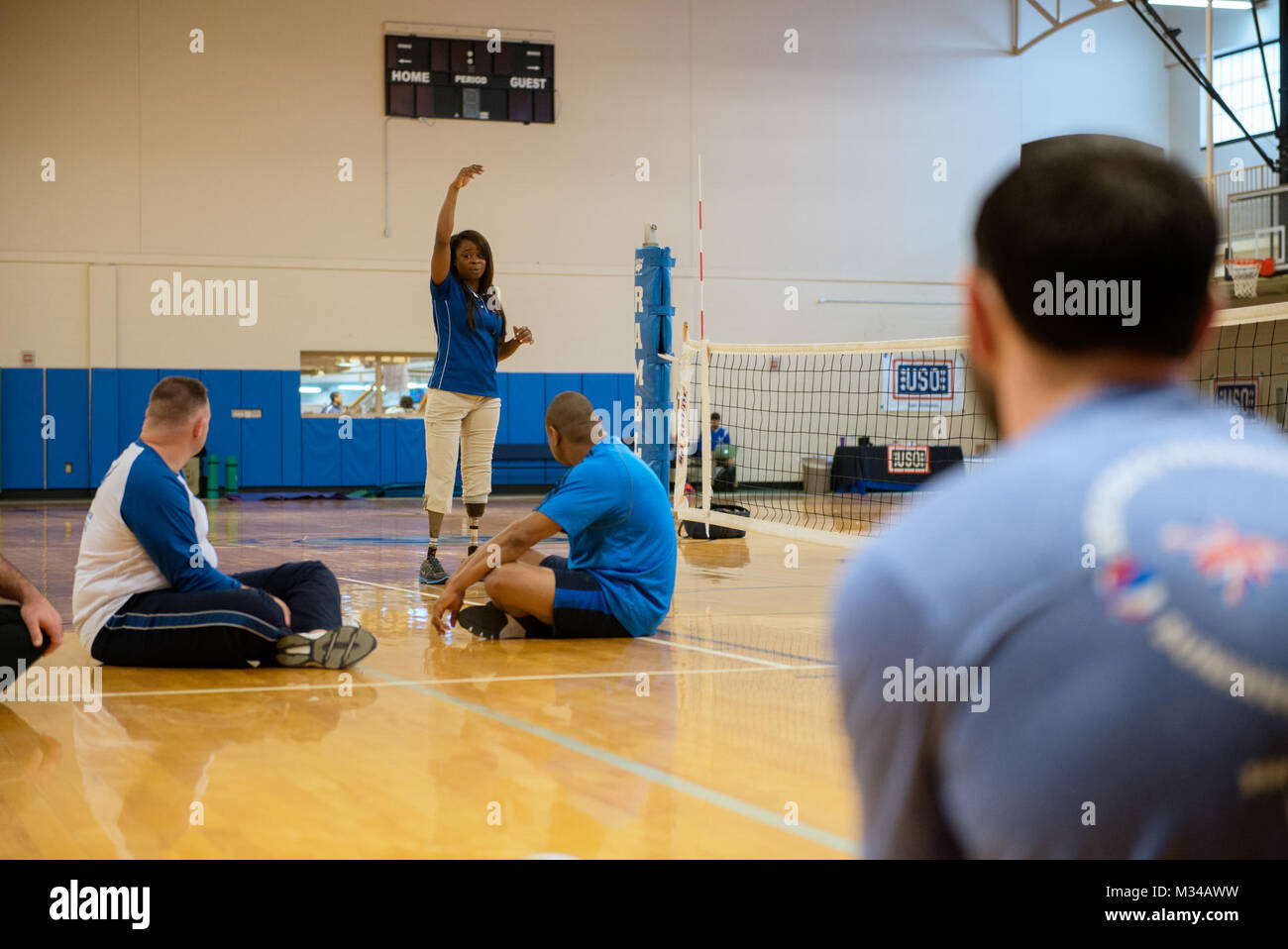 U.S. Air Force recovering service members practice sitting volleyball ...