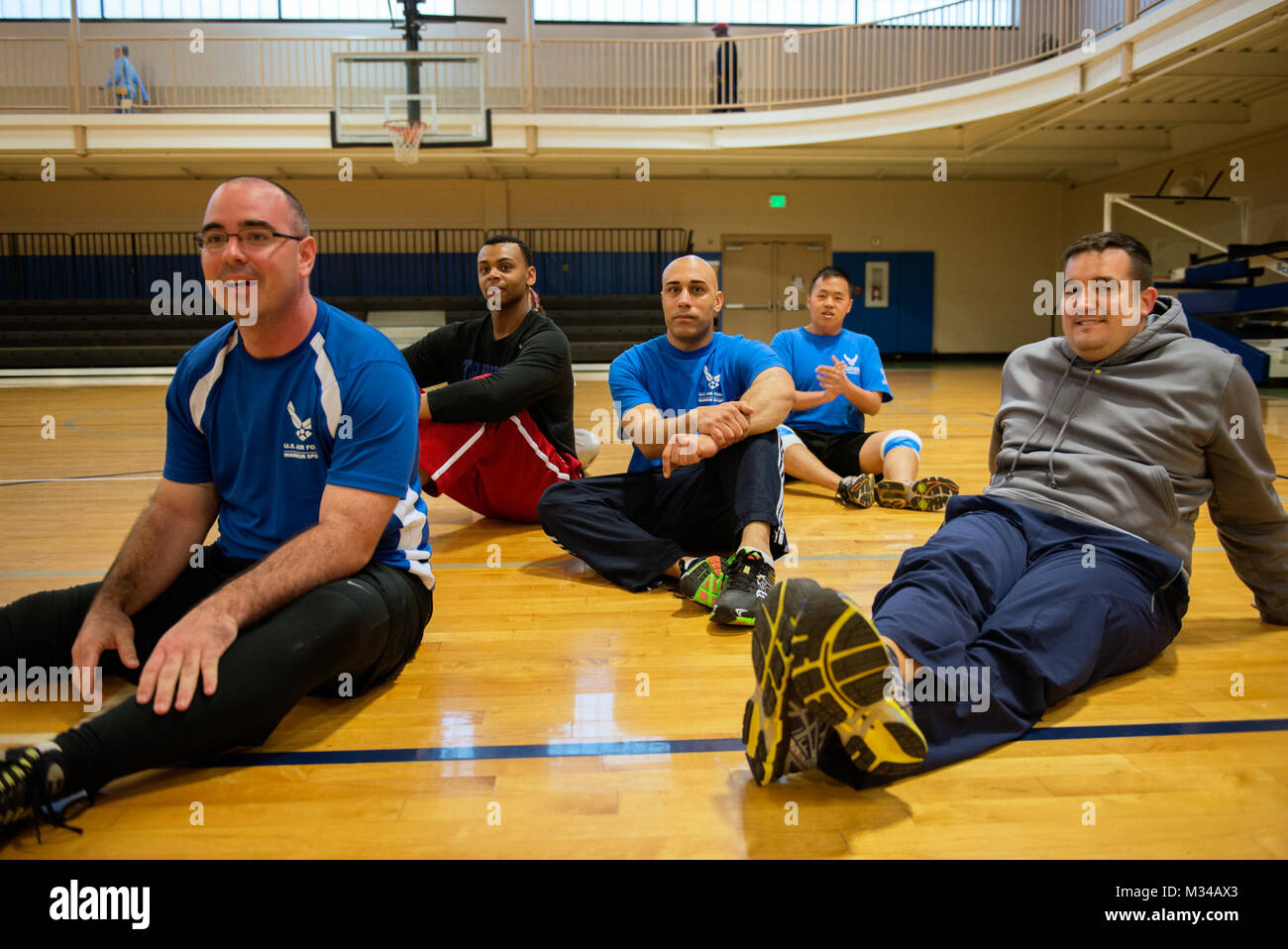 U.S. Air Force recovering service members practice sitting volleyball ...