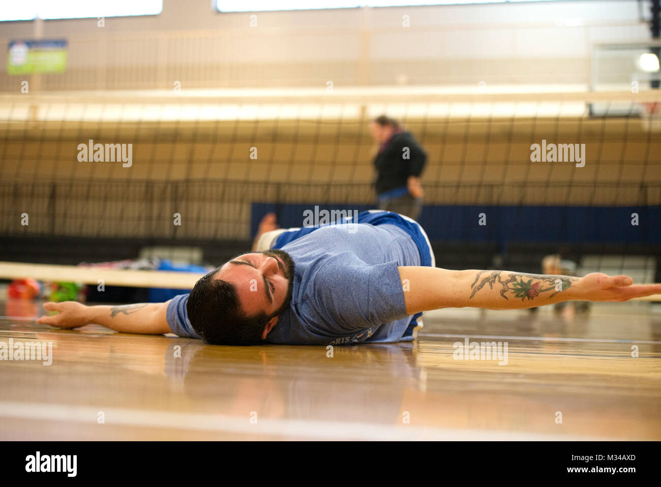 U.S. Air Force recovering service members practice sitting volleyball ...