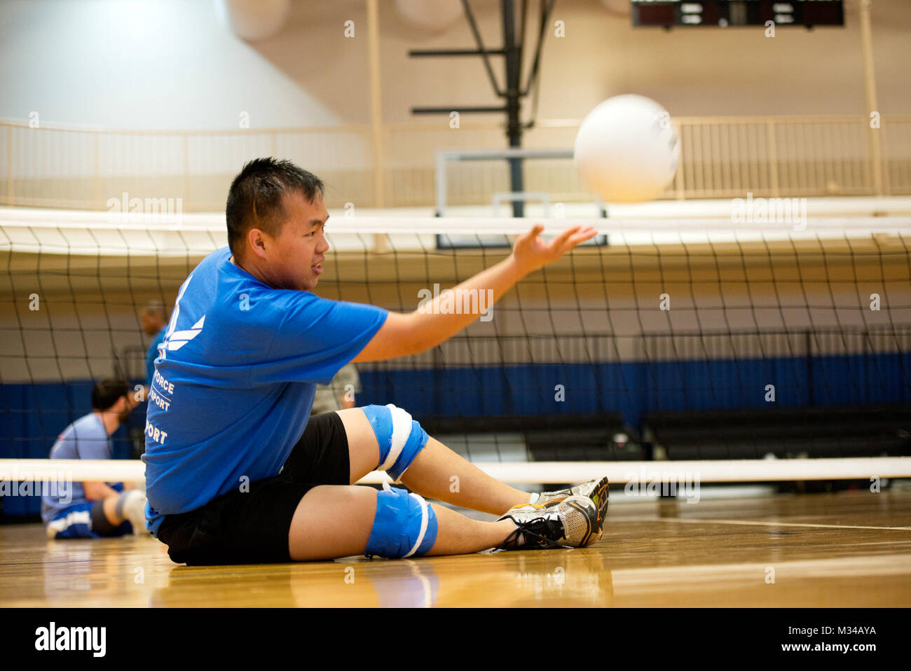 U.S. Air Force recovering service members practice sitting volleyball ...