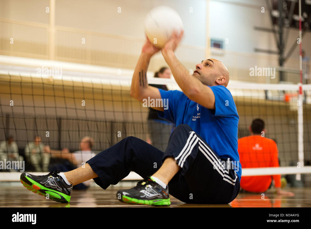 U.S. Air Force recovering service members practice sitting volleyball ...