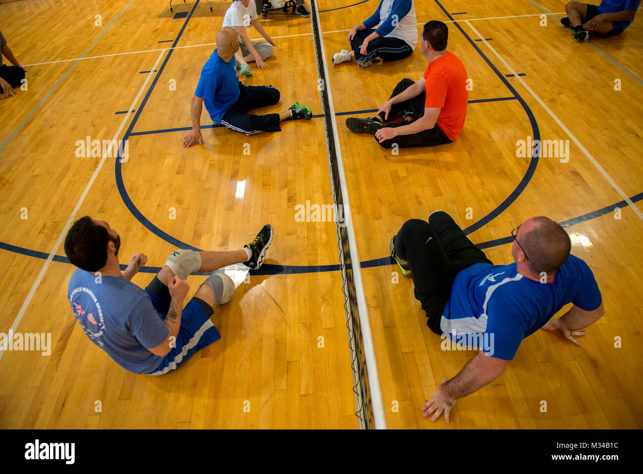 U.S. Air Force recovering service members practice sitting volleyball ...
