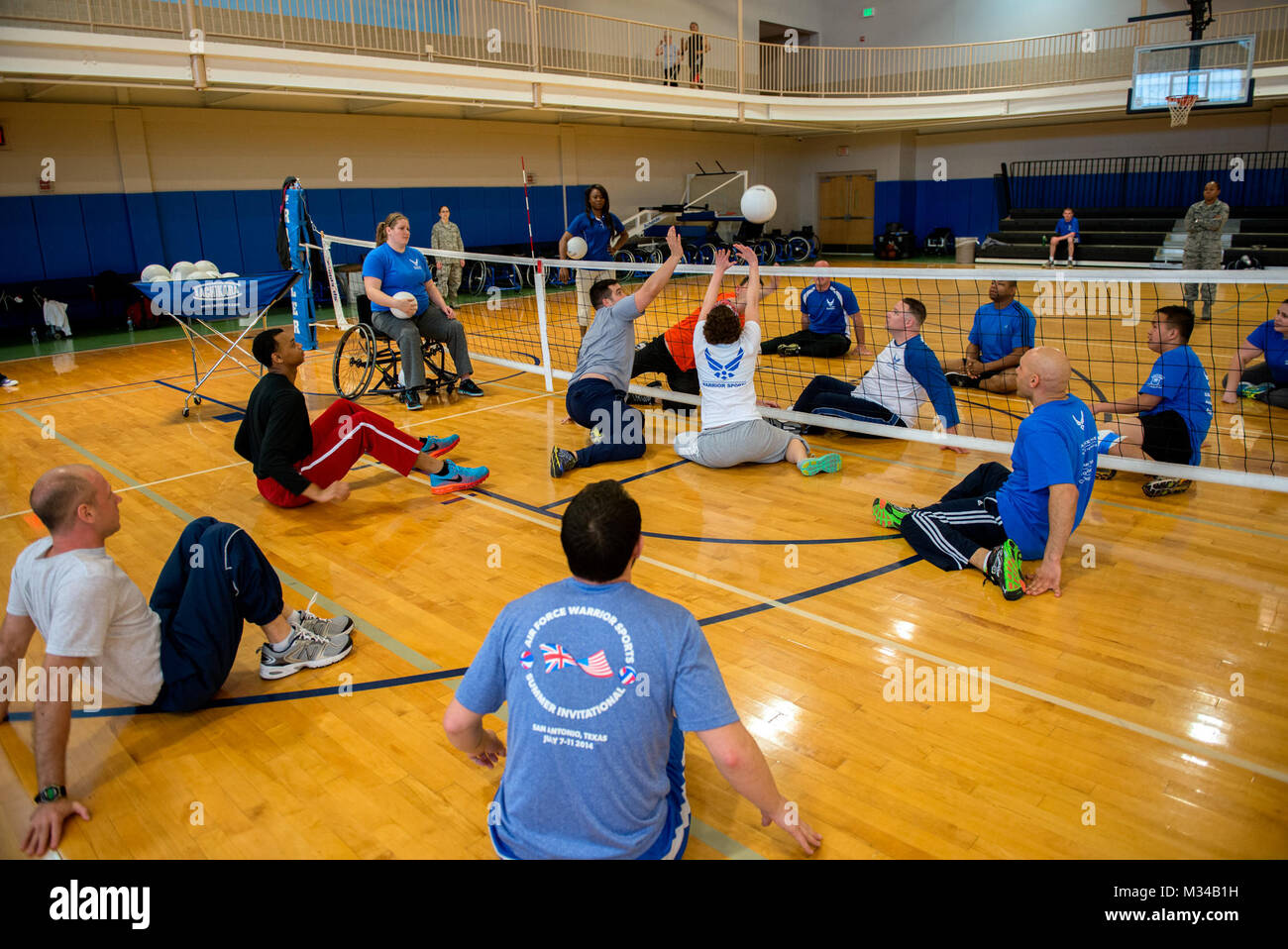 U.S. Air Force recovering service members practice sitting volleyball ...