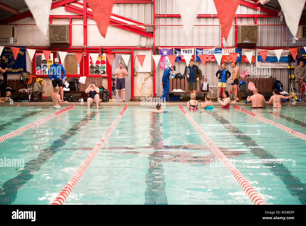 U.S. Air Force recovering service members practice swimming during the ...