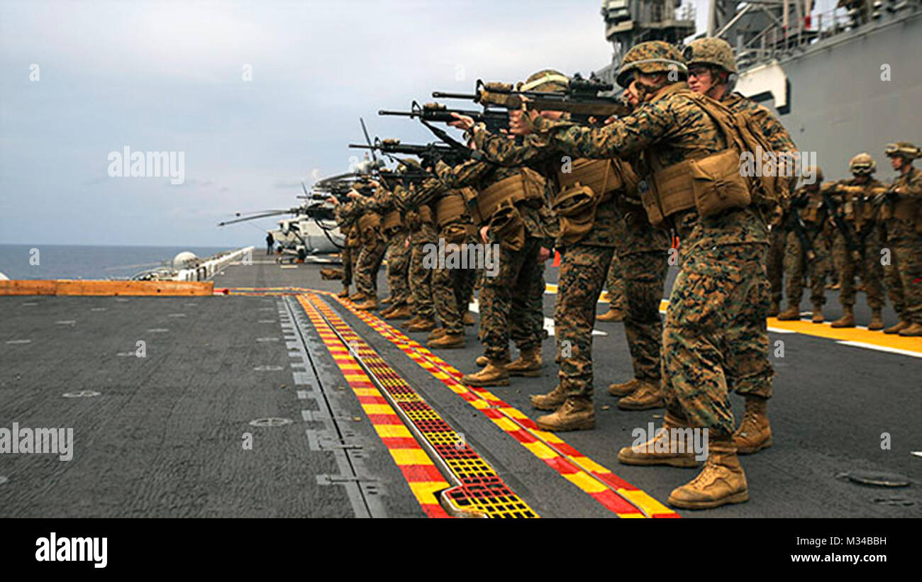 U.S. Marines shoot their M16 rifles during a live-fire exercise Feb. 4 ...