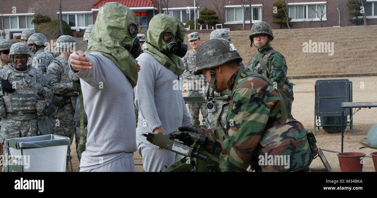 U.S., ROK Soldiers practice decontamination procedures, Daegu, South ...
