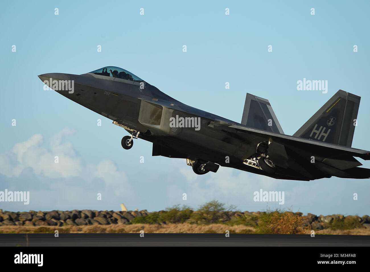 A f 22 raptor from the 19th fighter squadron hi-res stock photography ...