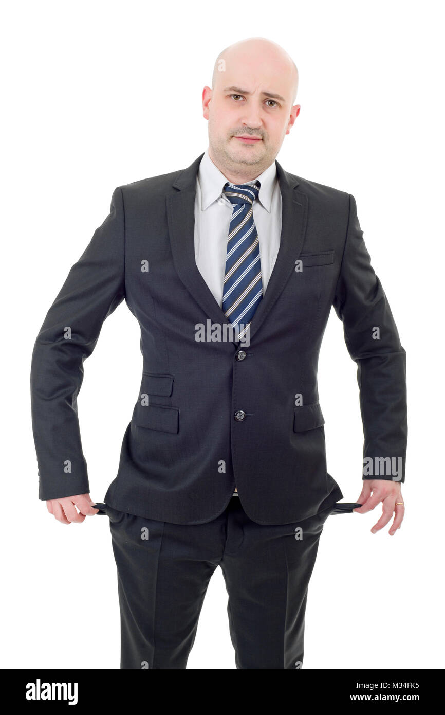 bankrupt businessman isolated on white background Stock Photo - Alamy