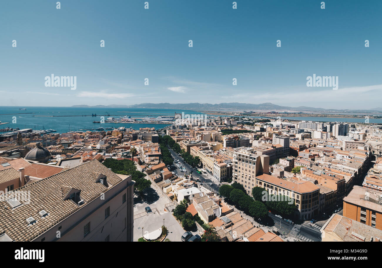 Aerial view of the capital of Sardinia from the tallest tower Stock ...