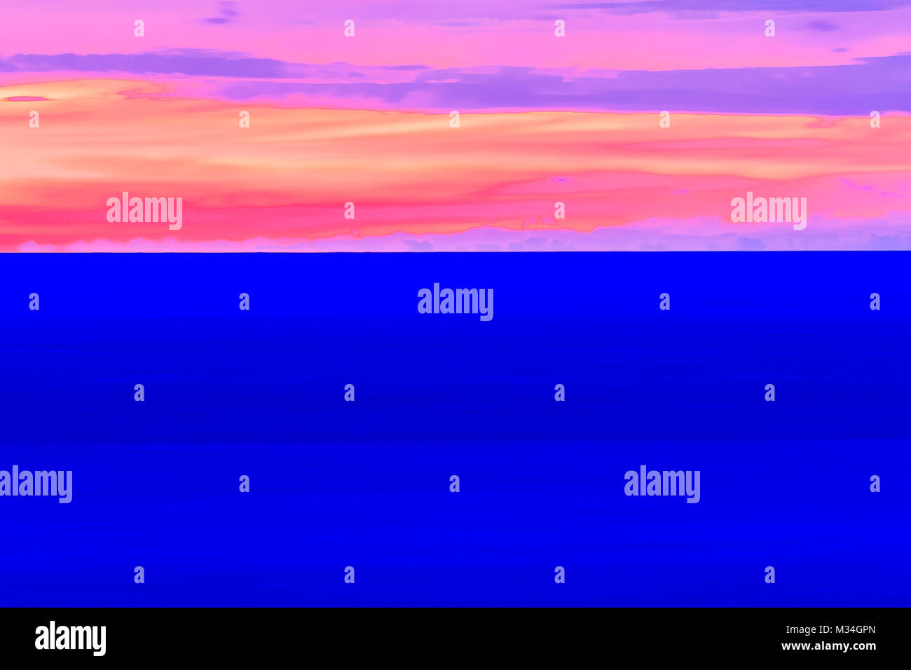 Stylized abstract landscape seascape sunset long exposure with clouds ...