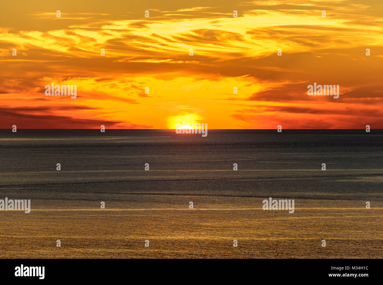 Stylized abstract landscape seascape sunset long exposure with clouds ...