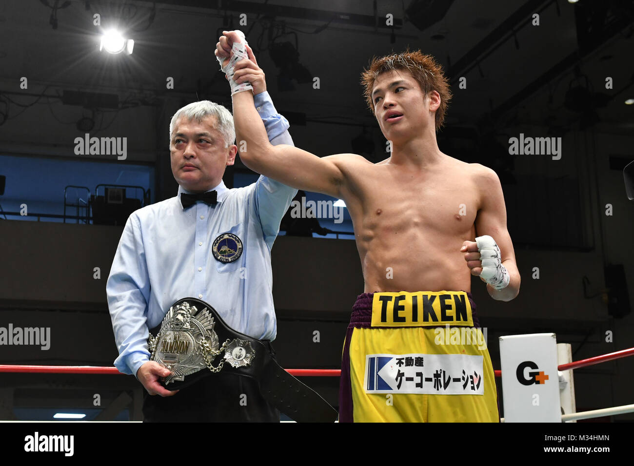 Tokyo, Japan. 3rd Feb, 2018. (L-R) Toshio Sugiyama (Referee), Masaru ...