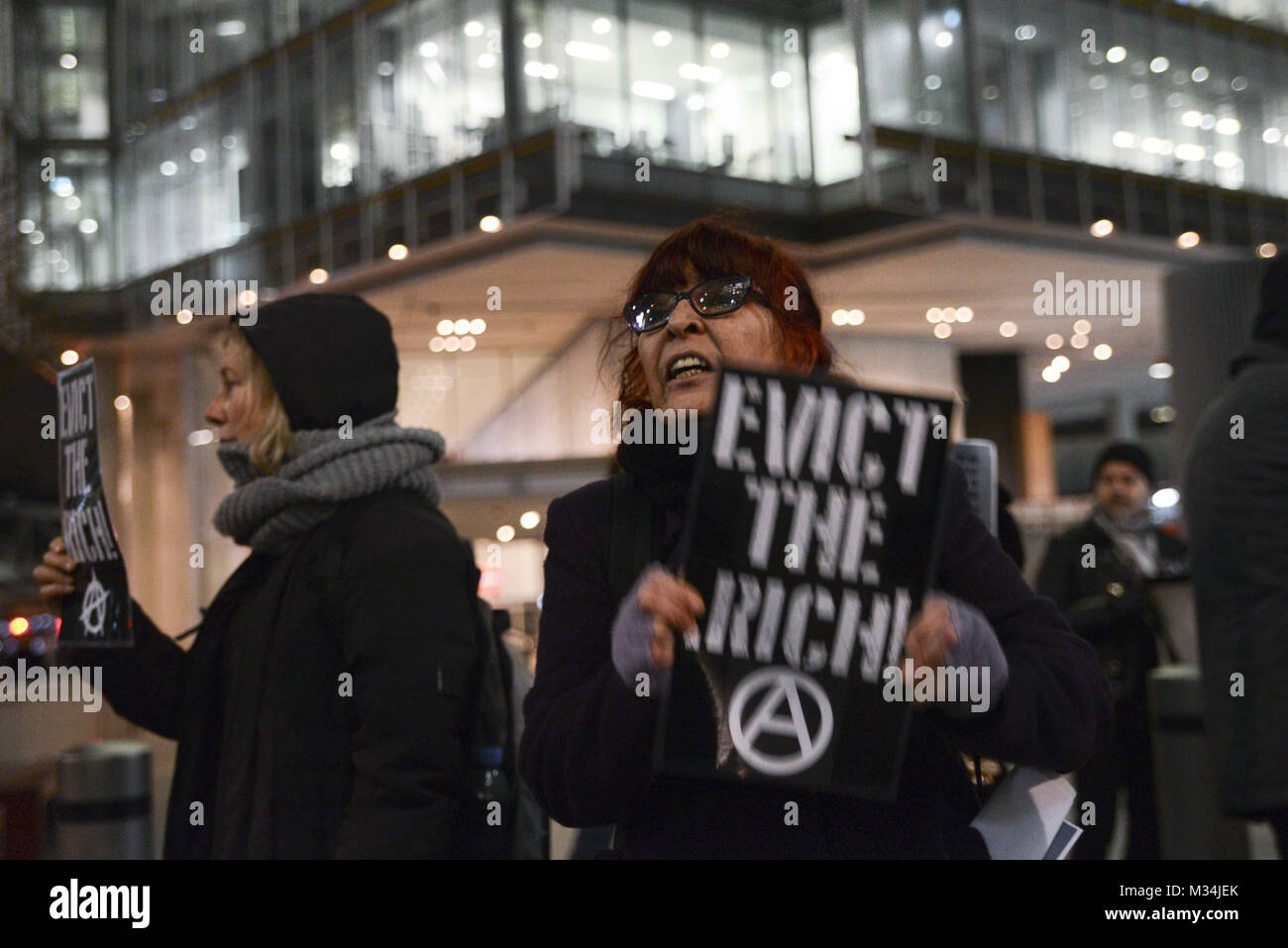 London, UK. 8th Feb, 2018. A woman seen holding a placard during the ...