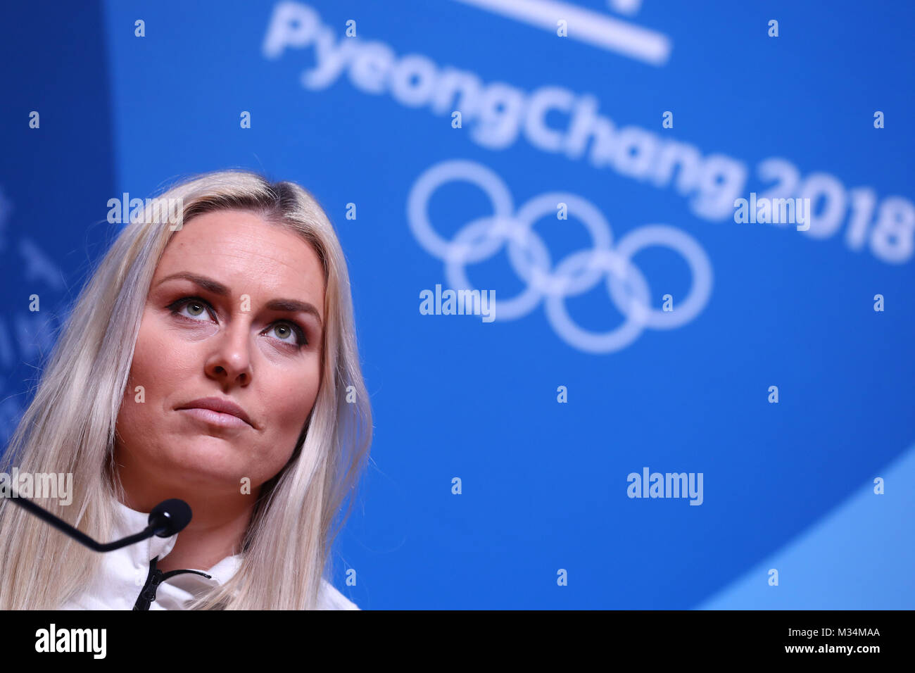 Pyeongchang, South Korea. 9th Feb, 2018. American skier Lindsey Vonn ...