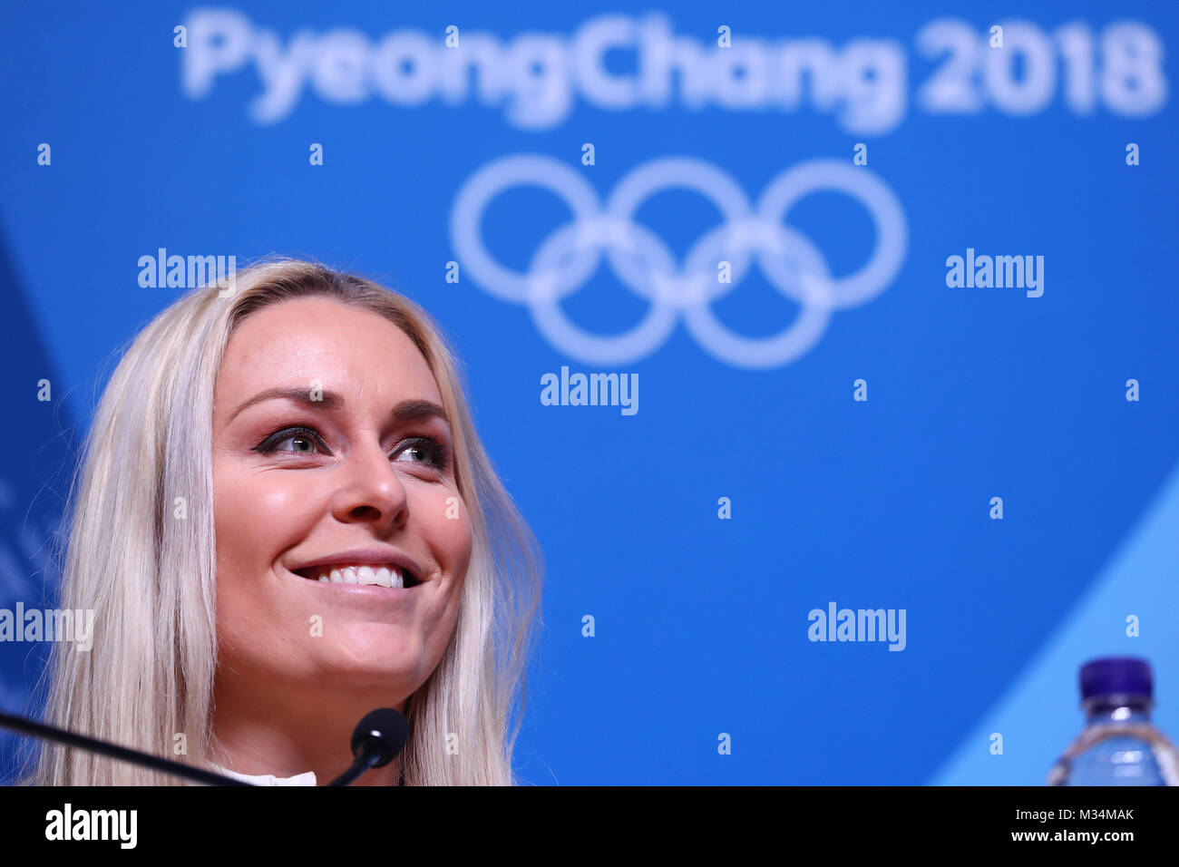 Pyeongchang, South Korea. 9th Feb, 2018. American skier Lindsey Vonn ...