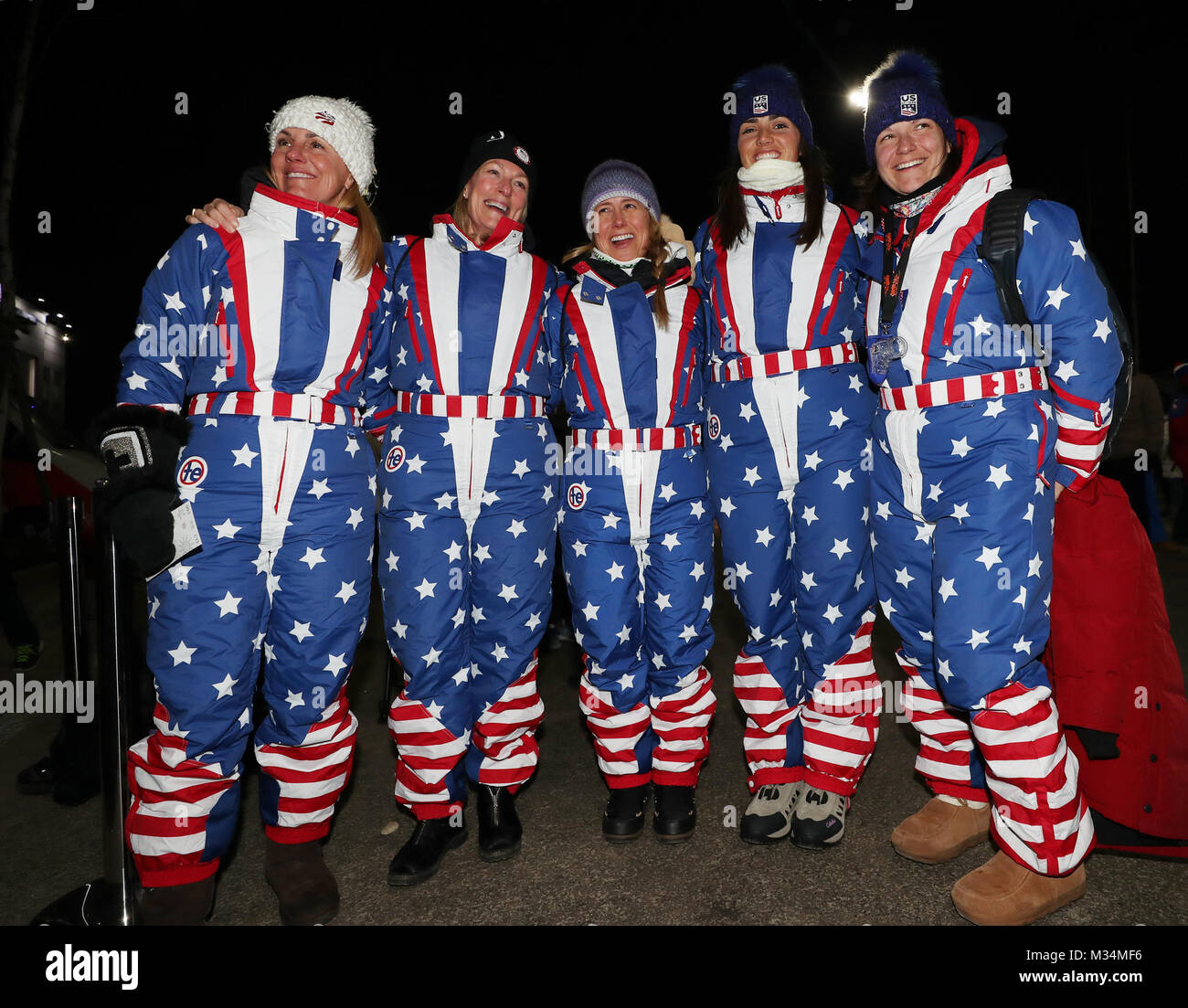 09th Feb, 2018. Attending Olympics opening ceremony U.S. spectators ...