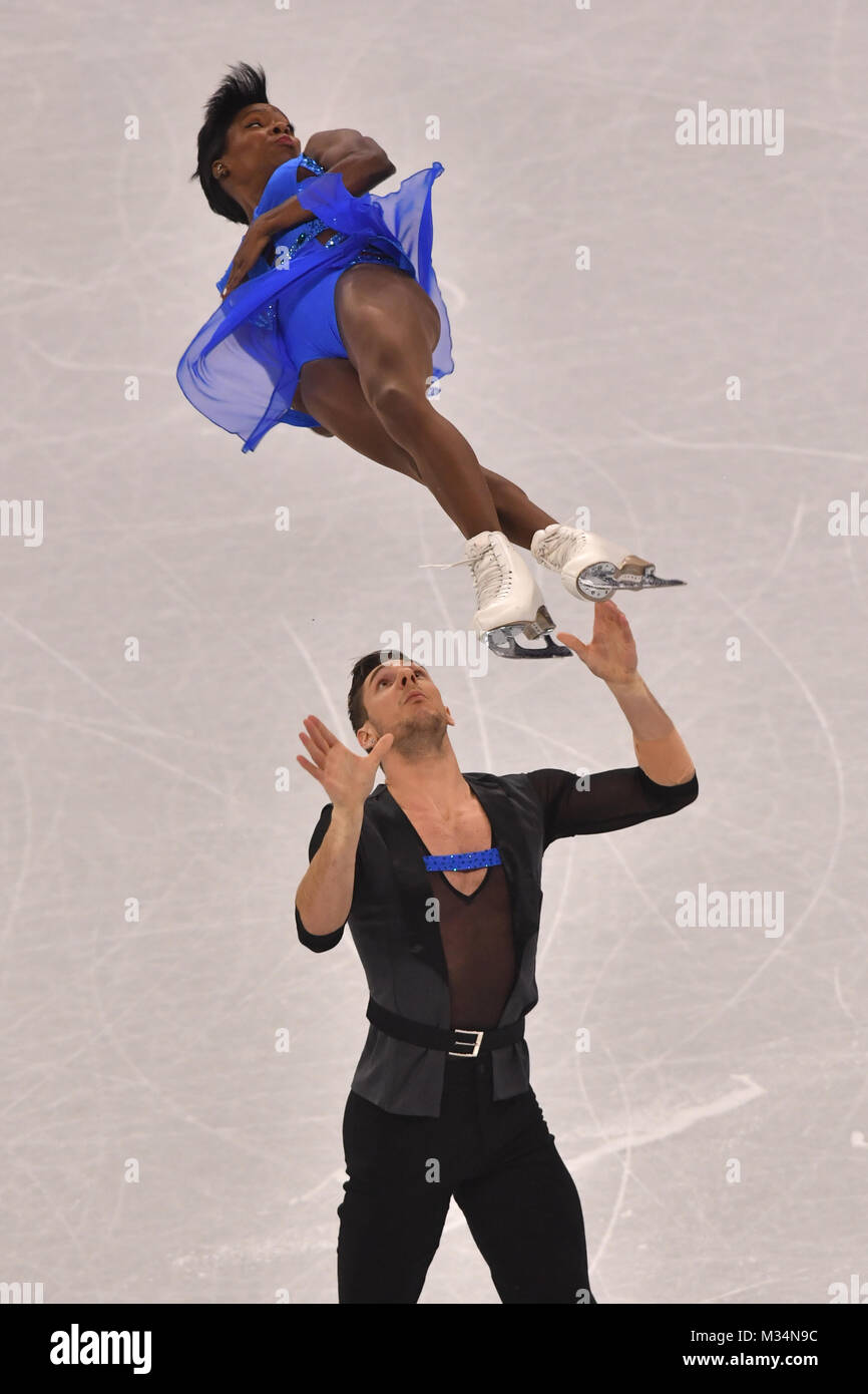 Pyeongchang, South Korea. 9th Feb, 2018. France's Vanessa James and ...