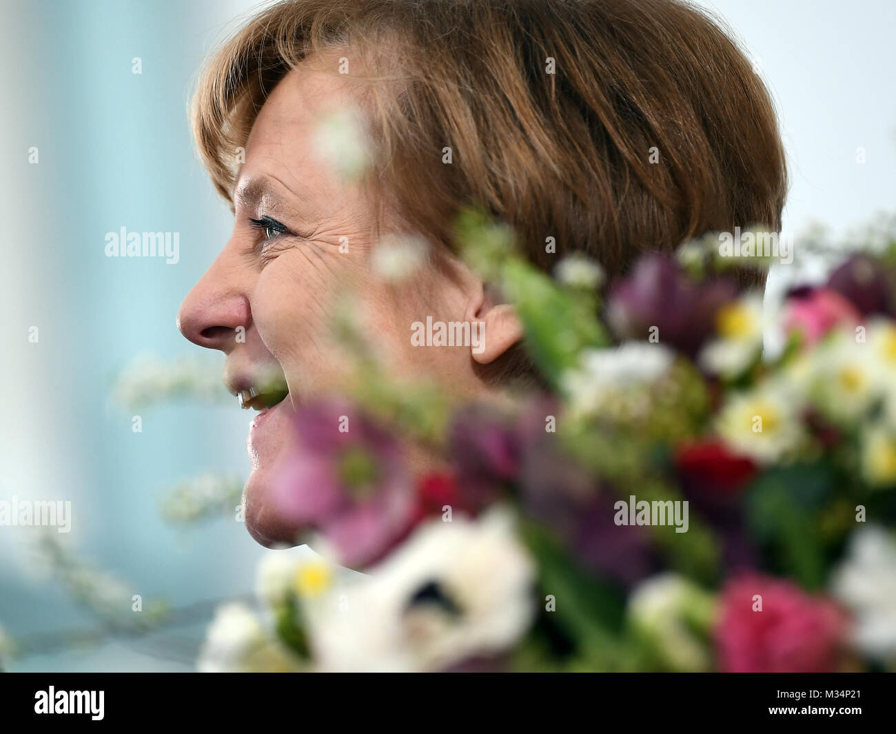 Berlin, Germany. 9th Feb, 2018. German Chancellor Angela Merkel of the ...
