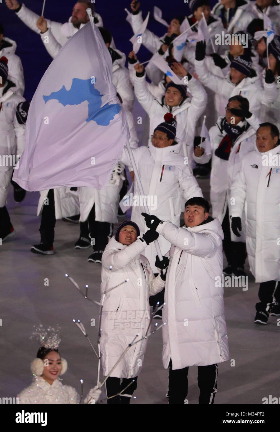 Pyeongchang, South Korea. 9th Feb, 2018. The joint team of South and ...