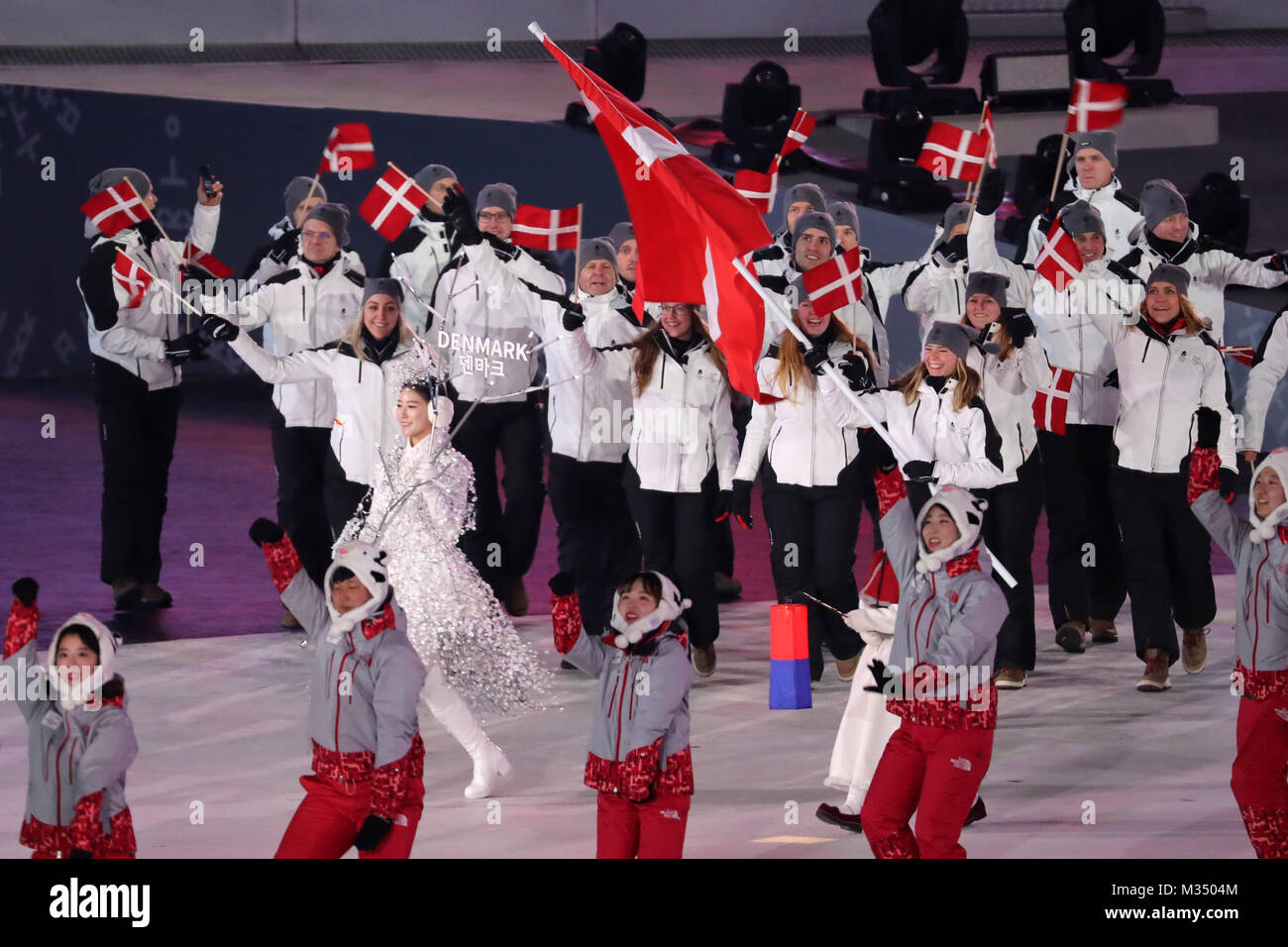 PyeongChang, South Korea. 9th Feb, 2018. The Denmark team marches in ...