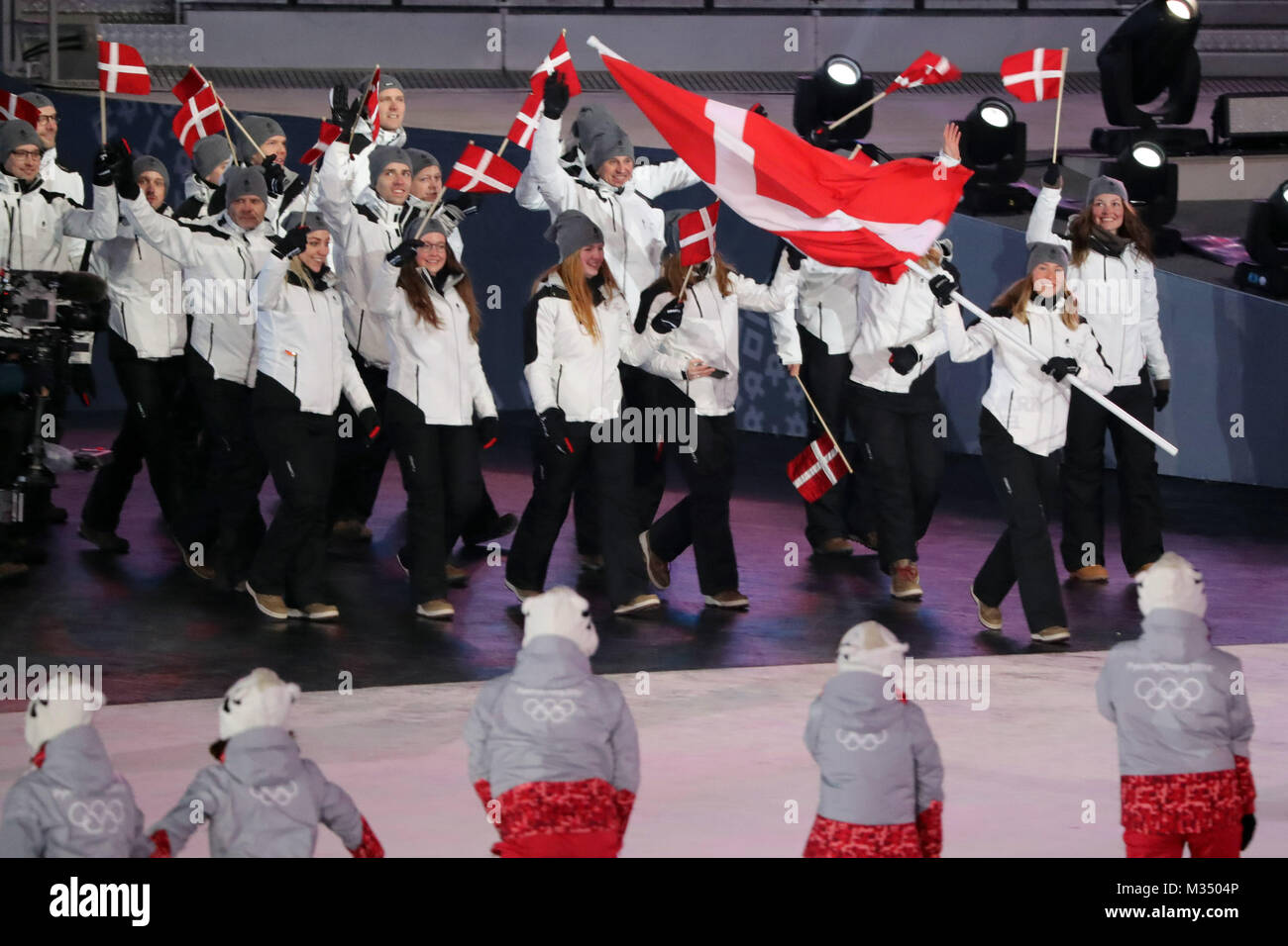 PyeongChang, South Korea. 9th Feb, 2018. The Denmark team marches in ...