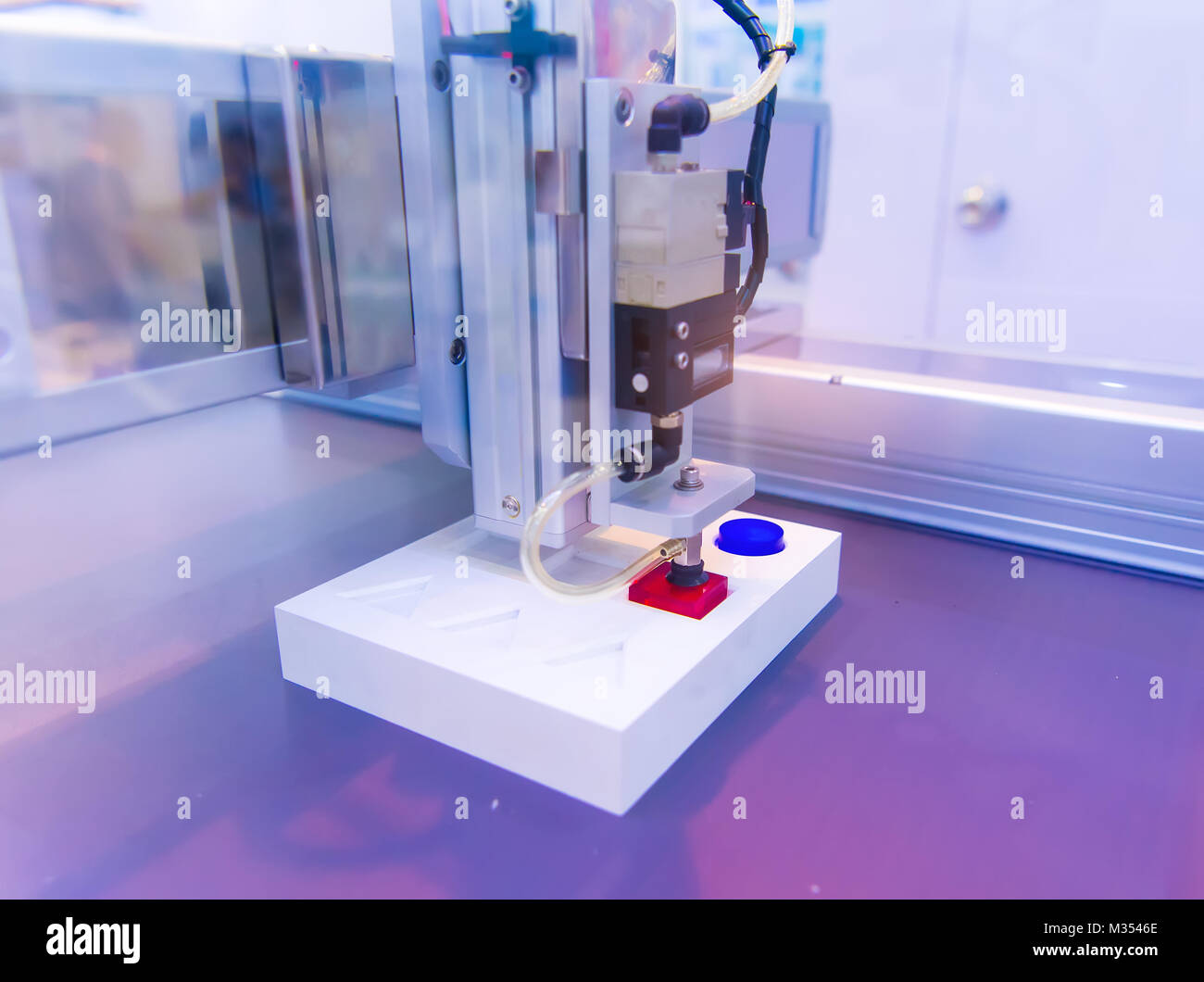 robotic pneumatic piston sucker unit on industrial machine,automation ...
