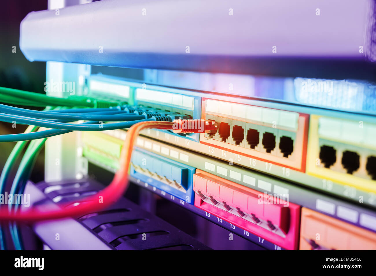 Cables Connected to Internet Switch Stock Photo - Alamy