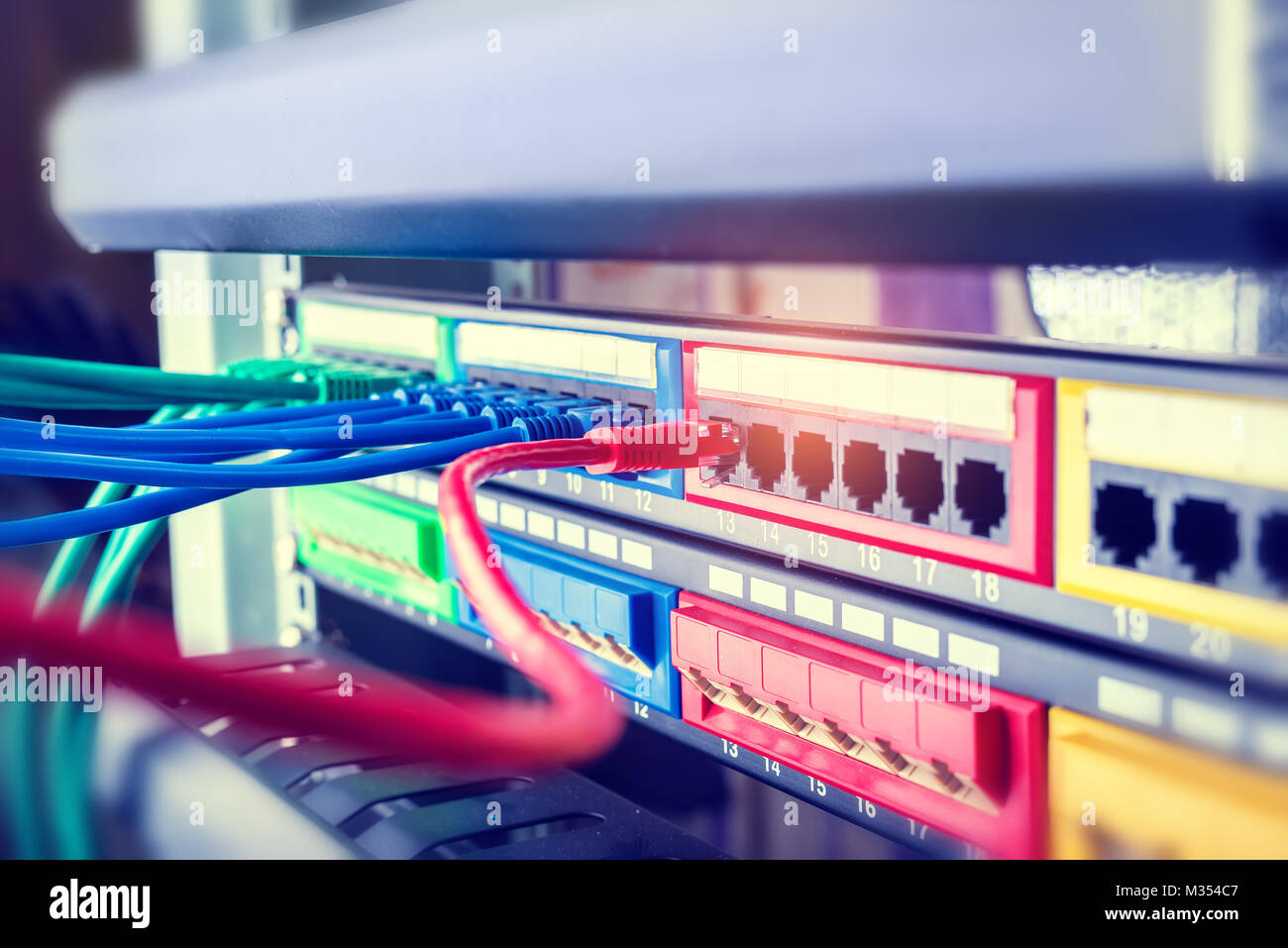 Cables Connected to Internet Switch Stock Photo - Alamy