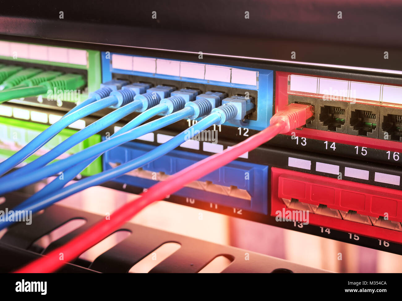 Cables Connected to Internet Switch Stock Photo - Alamy