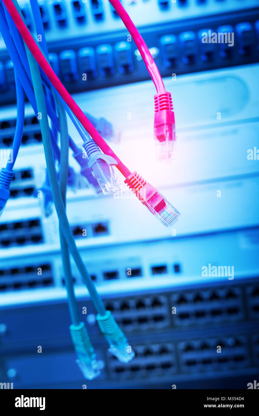 ethernet cable on network switches background Stock Photo - Alamy
