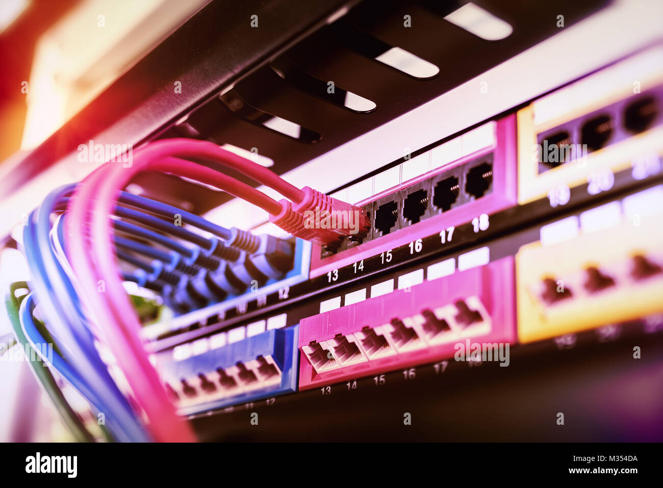 ethernet cable on network switches background Stock Photo - Alamy